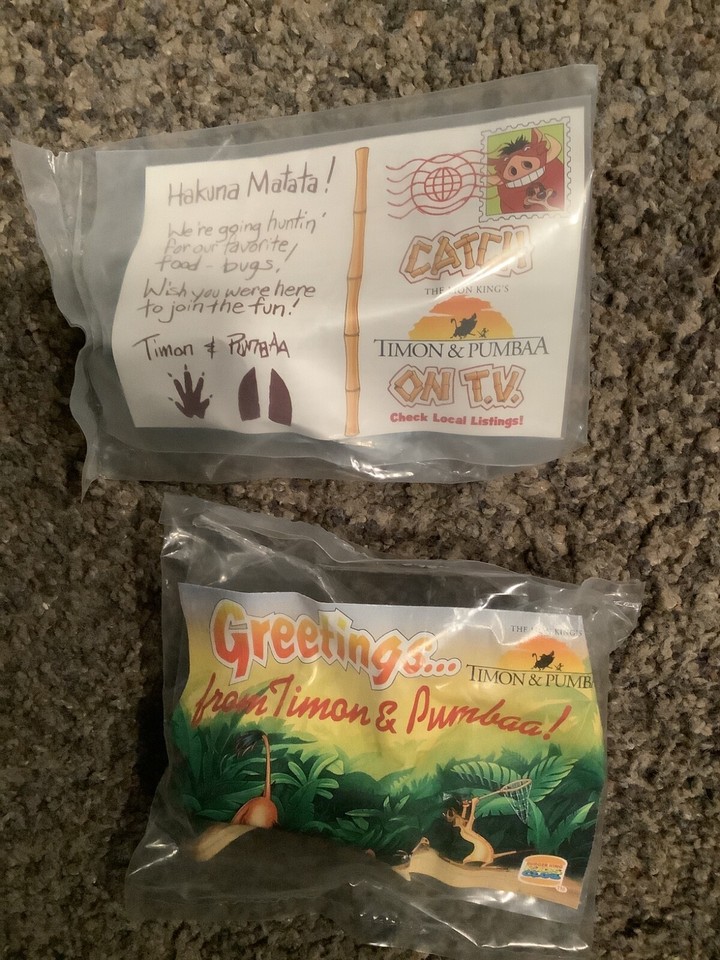 Burger King Lion King Disney Pumbaa & Timon Eating Grubs Kids Meal Toy ...