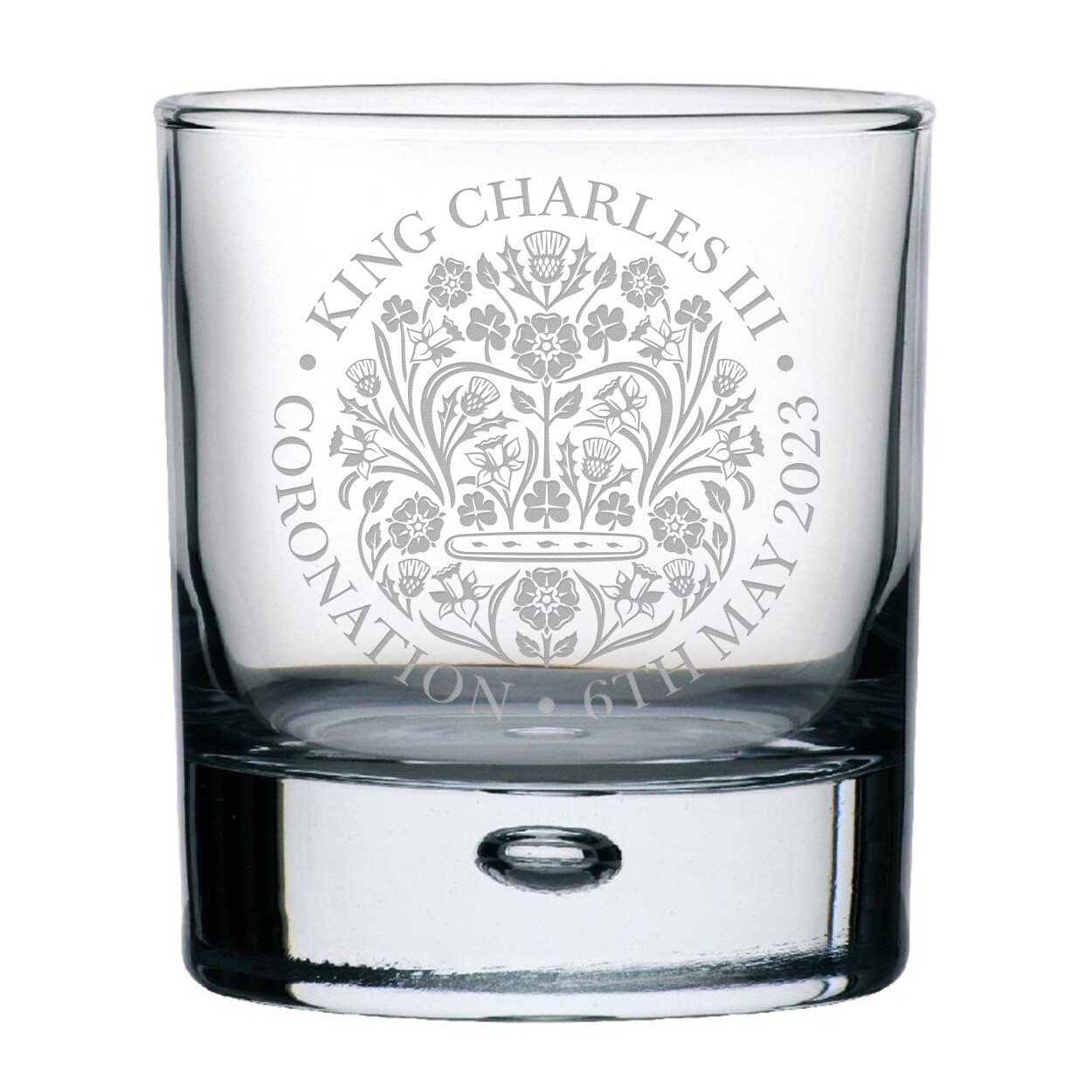 Coronation Emblem King Charles III Whisky Glass Bubble Tumbler ...