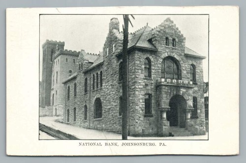 National Bank JOHNSONBURG Pennsylvania Antique Postcard Elk County 1907 ...