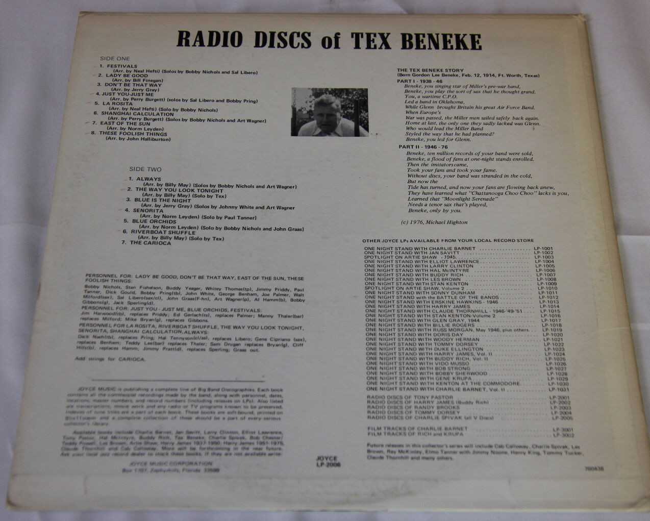 RADIO DISCS OF TEX BENEKE LP VINYL RECORD ALBUM | eBay
