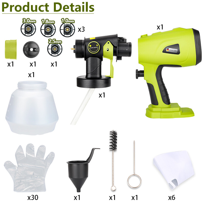 Cordless High Pressure Spray Gun Airless Paint Sprayer For Ryobi 18V ...