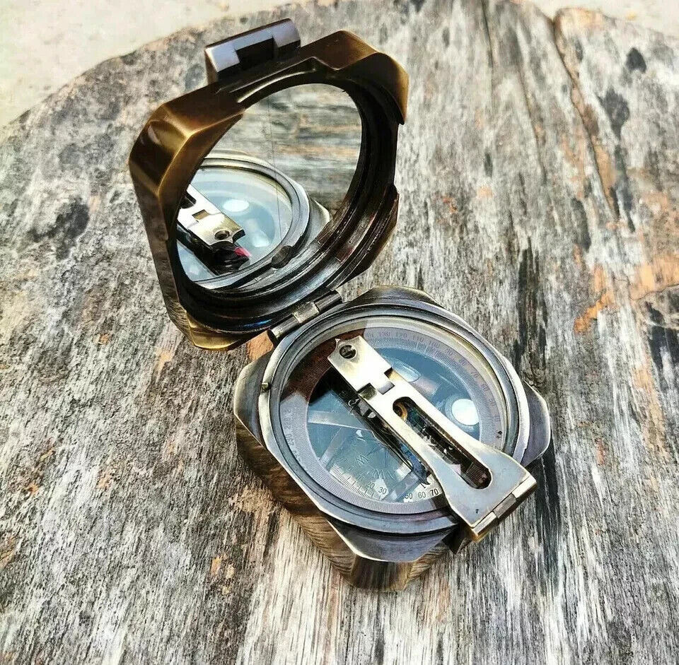 Antique brass solar compass Nautical boat gift sundial Pirate ship ...