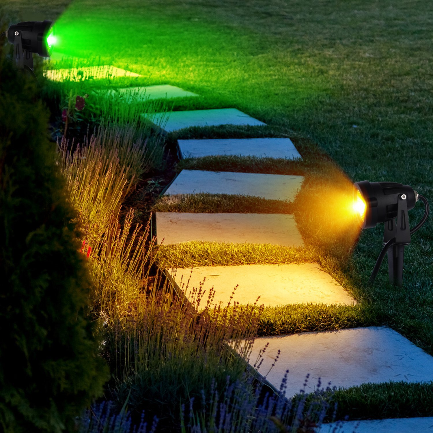 4pcs Landscape Lights 6W Spotlights Outdoor RGB Color Changing LED Yard ...