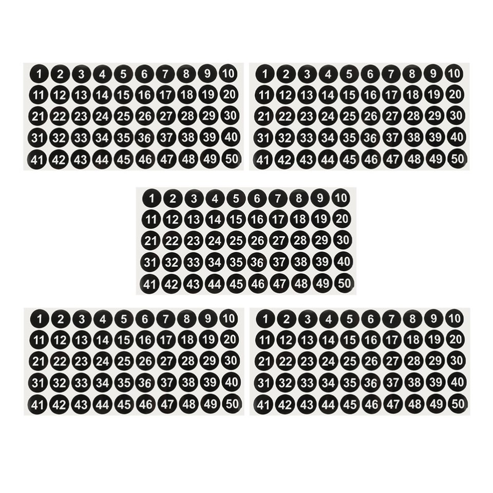 5 Sheets Digital Label Round Number Stickers Labels for Organizing ...
