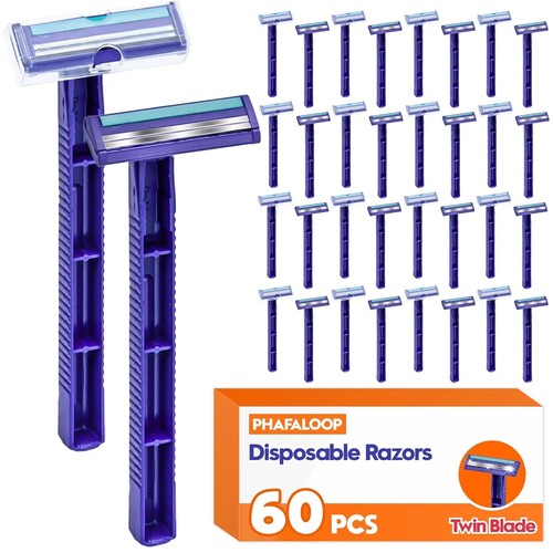 Twin Blade Disposable Razors for Men & Women – 60 Pack Bulk Stainless ...