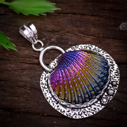 Beautiful Rainbow Sea Shell Gemstone 925 Sterling Silver Handmade ...