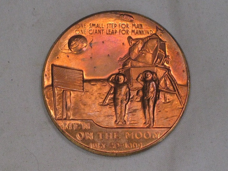 vintage APOLLO XI ARMSTRONG ALDRIN COLLINS coin medal LOMBARDO Canada ...