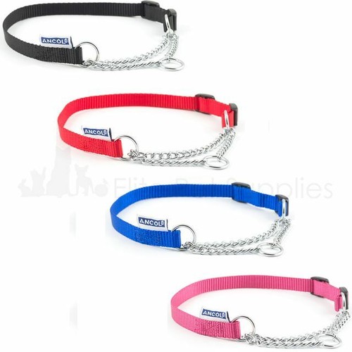Ancol Half Check Chain Choke Nylon Dog Collar Training Obedience | eBay