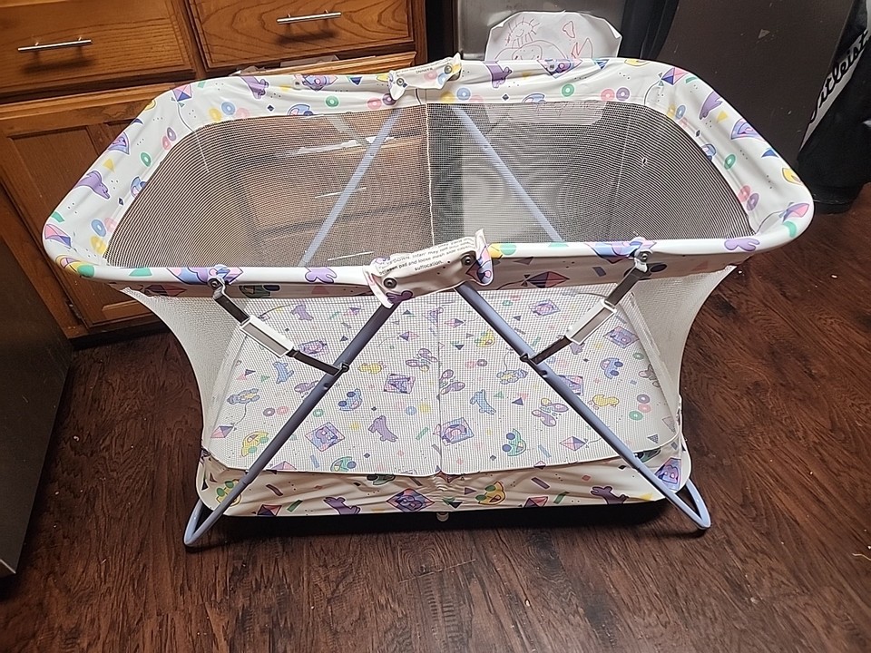 Vintage Cosco Mesh Sided Foldable Playpen Play Pen 80s 40x26” Prop | eBay
