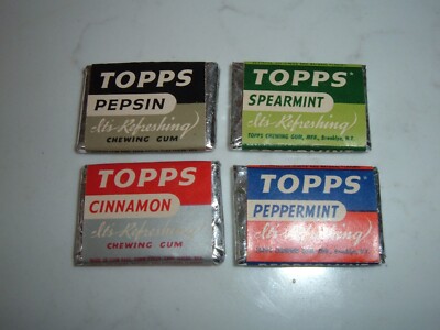 Vintage 1946 Topps CHEWING GUM SET OF FOUR 1.25” candy container SEALED ...