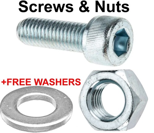 M6 M8 M10 CAP SCREWS AND NUTS ALLEN KEY SOCKET HEAD ZINC PLATED + FREE ...