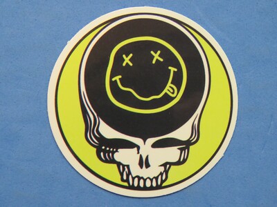 MUSIC Collectible STICKER ~ Funky Smile Face on Skeleton ~ GRATEFUL ...