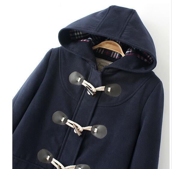 4 Color NEW Fashion Women Wool Blend Hooded Duffle Toggle Coat Outwear ...
