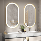 Oval LED Bathroom Mirror Frontlit Anti-Fog Gold Framed Vanity Mirror ...