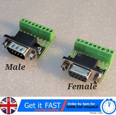 D-sub DB9 Breakout Board Connector 9 Pin 2 Row Male / Female RS232 ...