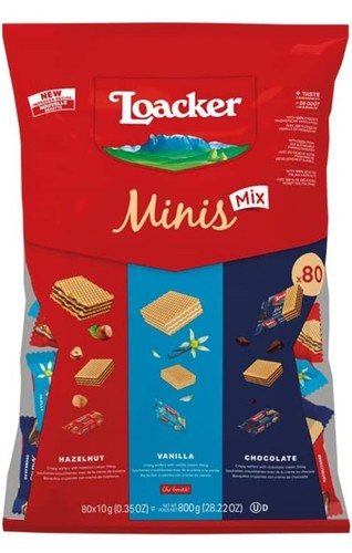 Loacker Mini Mix Cream Filled Wafers,80 Pieces.hazelnut, Vanilla ...