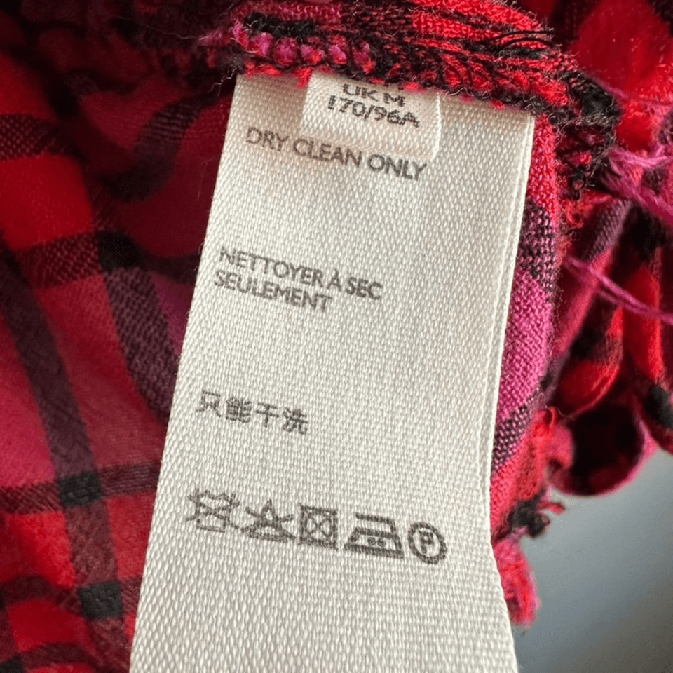 Free People Pacific Dawn Plaid Shirt Women's M Red Pink Wool Blend Long ...