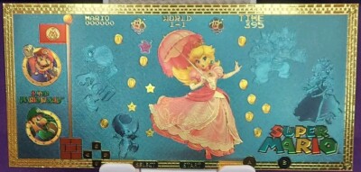 Super Mario Bros Princess Peach Gold Foil Dollar Note | eBay