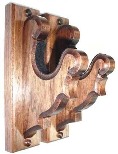 Walnut Wooden Gun Rack Hangers Rifle Shotgun Old Style Wall Display 2 ...