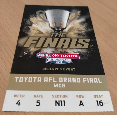 AFL Ticket Grand Final Ticket Collingwood VS West Coast Eagles 2018 ...