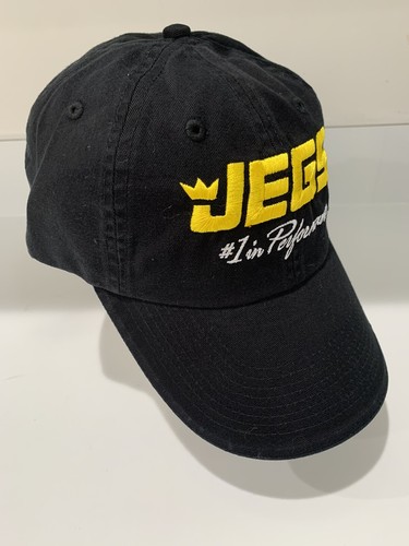 JEGS Racing Hat Cap Black Adjustable Strap Embroidered Yellow Logo ...