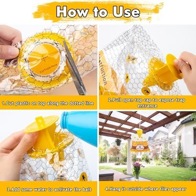 4 Packs Fly Bags Hanging Outdoor, Disposable Fly Traps Outdoor, Fly ...