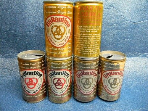 6 DIF. BALLANTINE BEER CANS FALSTAFF BREWING FT. WAYNE INDIANA CRANSTON ...
