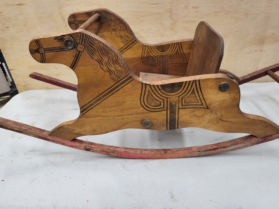 Child's Primitive 1912 Antique Shoo Fly Wood Rocking Horse with ...