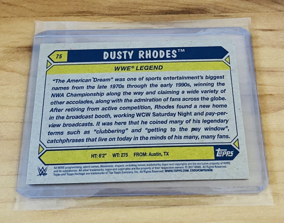Dusty Rhodes Legend 2017 WWE Topps Heritage Wrestling Card #75 WCW WWF ...