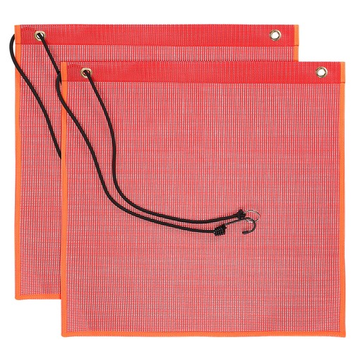 2Pcs 18x18" Mesh Safety Flags for Trailer Trucks Warning with Bungee ...