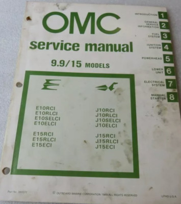 1981 OMC Outboard Marine 9.9/15 Models Service Manual P/N 392071 | eBay