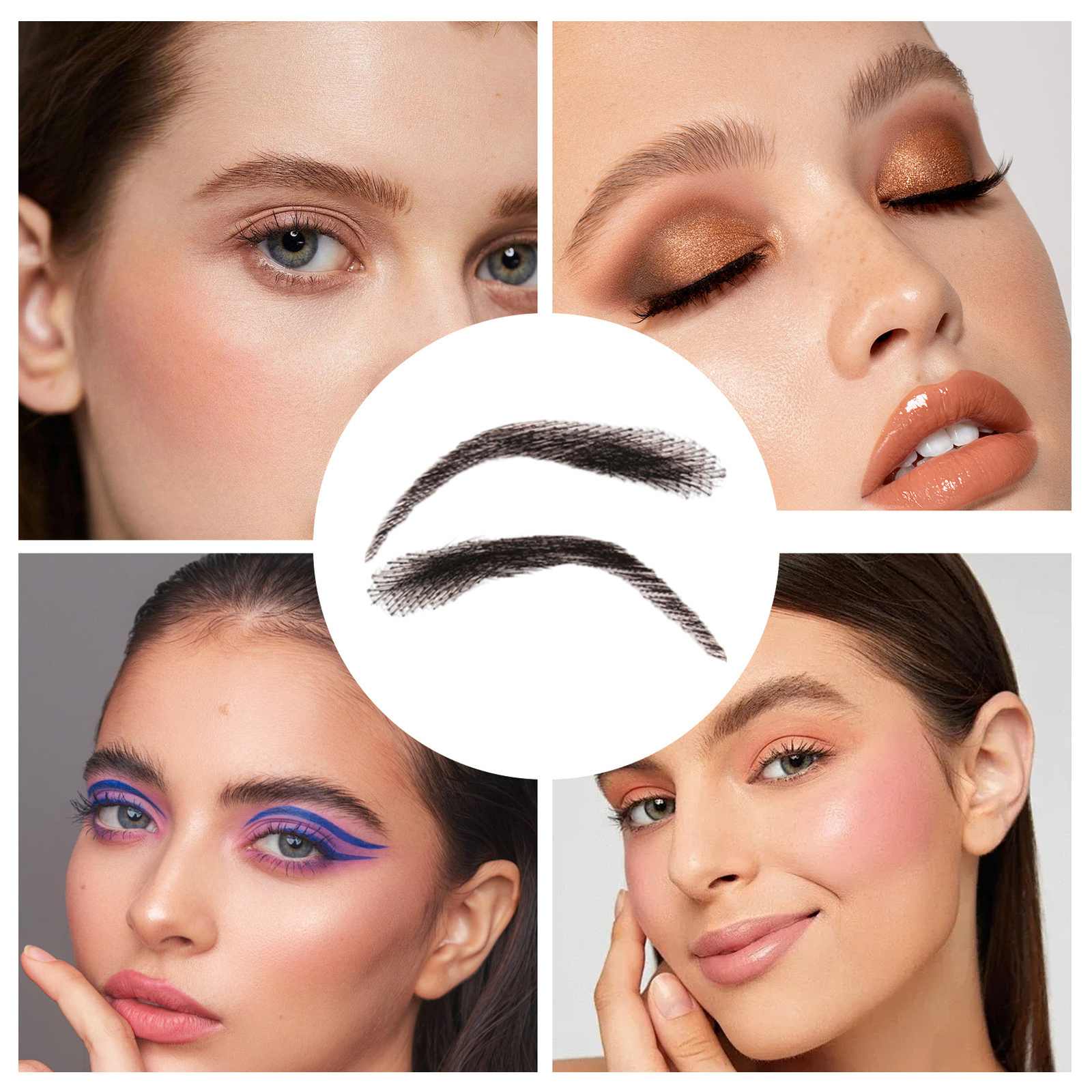 Handmade Human Hair Woman False Eyebrows Natural Black Hand Knot-fake ...