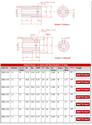 Helical Rack 59" & 20T Pinion x 3 Mod1.5 CNC XY Router Plasma KIT | eBay