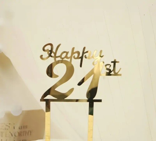 Happy 21st Gold Acrylic Cake Topper Birthday Anniversary | eBay UK