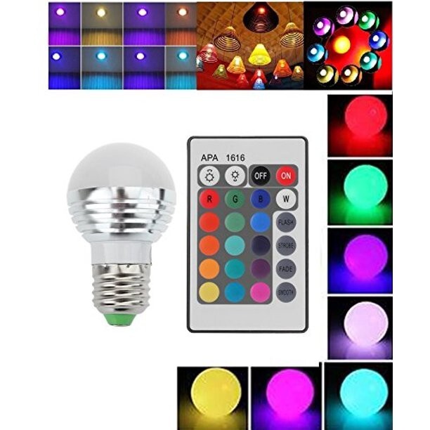 Lot of 60: Standard Screw Base 16 Colors Changing Dimmable 3W RGB LED ...