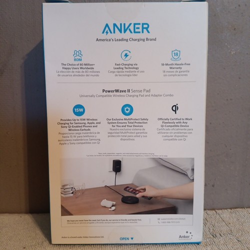 Anker PowerWave II Sense Pad 15W Max Fast Charging Qi Wireless Charging ...