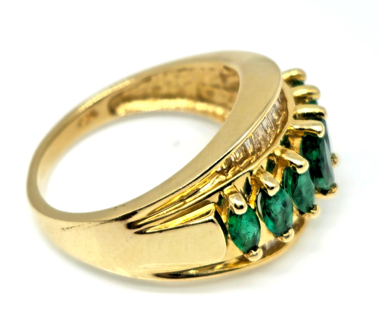 Vintage Estate Solid Real 14K YELLOW GOLD 1 Ct Genuine Emerald 1/2 ...