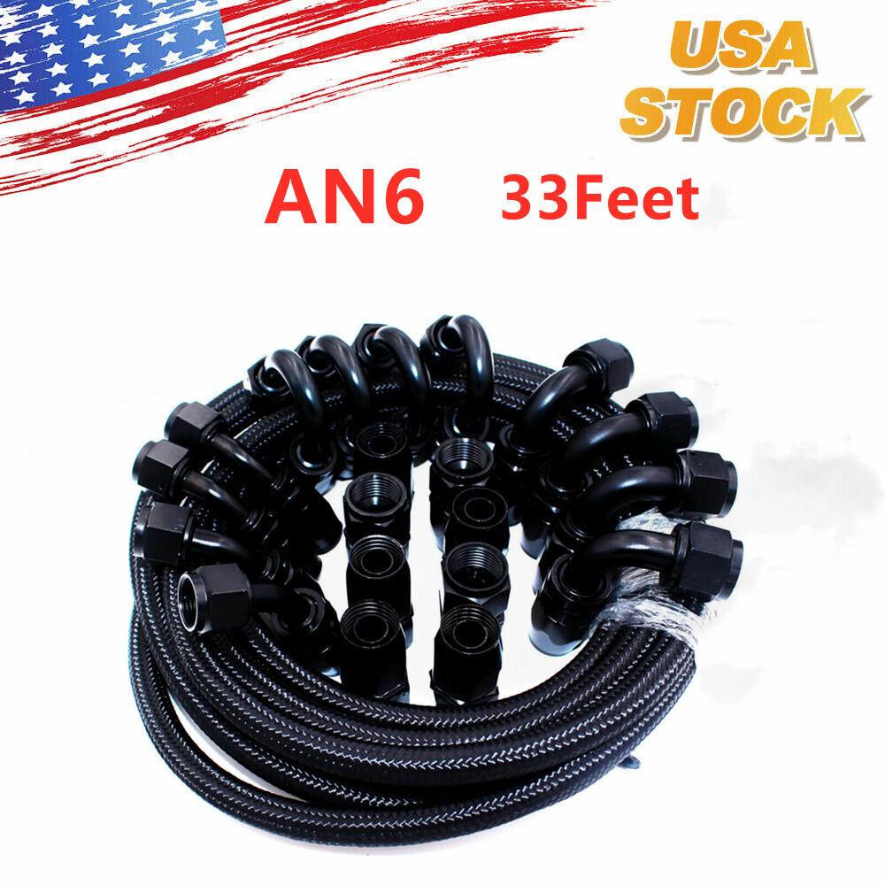 AN6 -6AN AN-6 Fitting Steel Nylon Braided Fuel Oil Hose Line 10 Metre ...