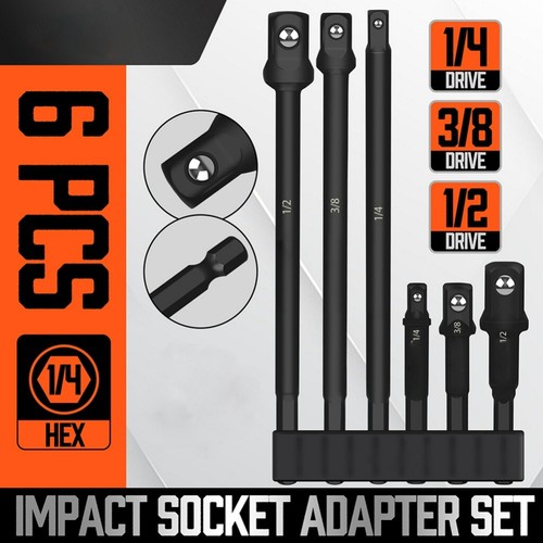 6Pcs Socket Bit Adapter Set Hex Impact Drill Bits Driver Bar Wrench ...