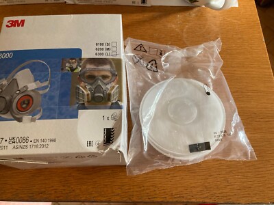 3M 6000 Series Half Respirator Model 6300 With Filters Size Large Free ...