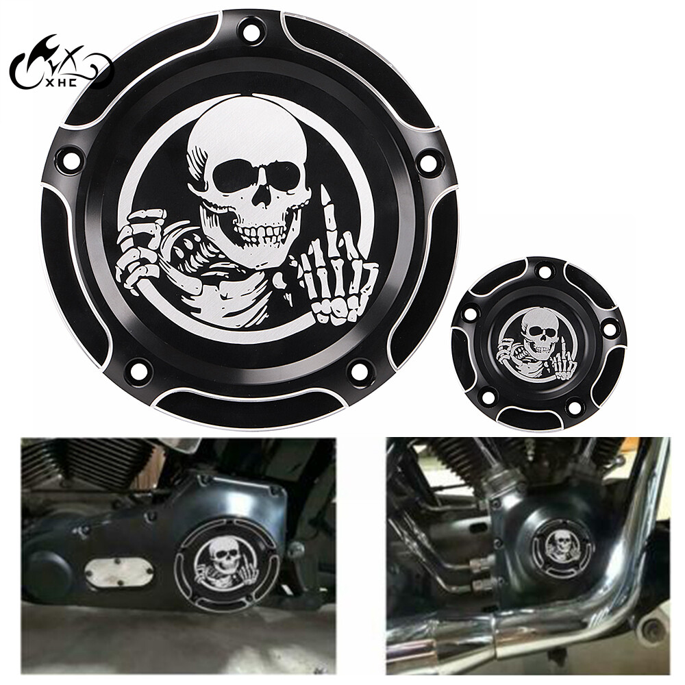 Skeleton Middle Finger Derby Cover &Timing Timer Covers For Harley ...
