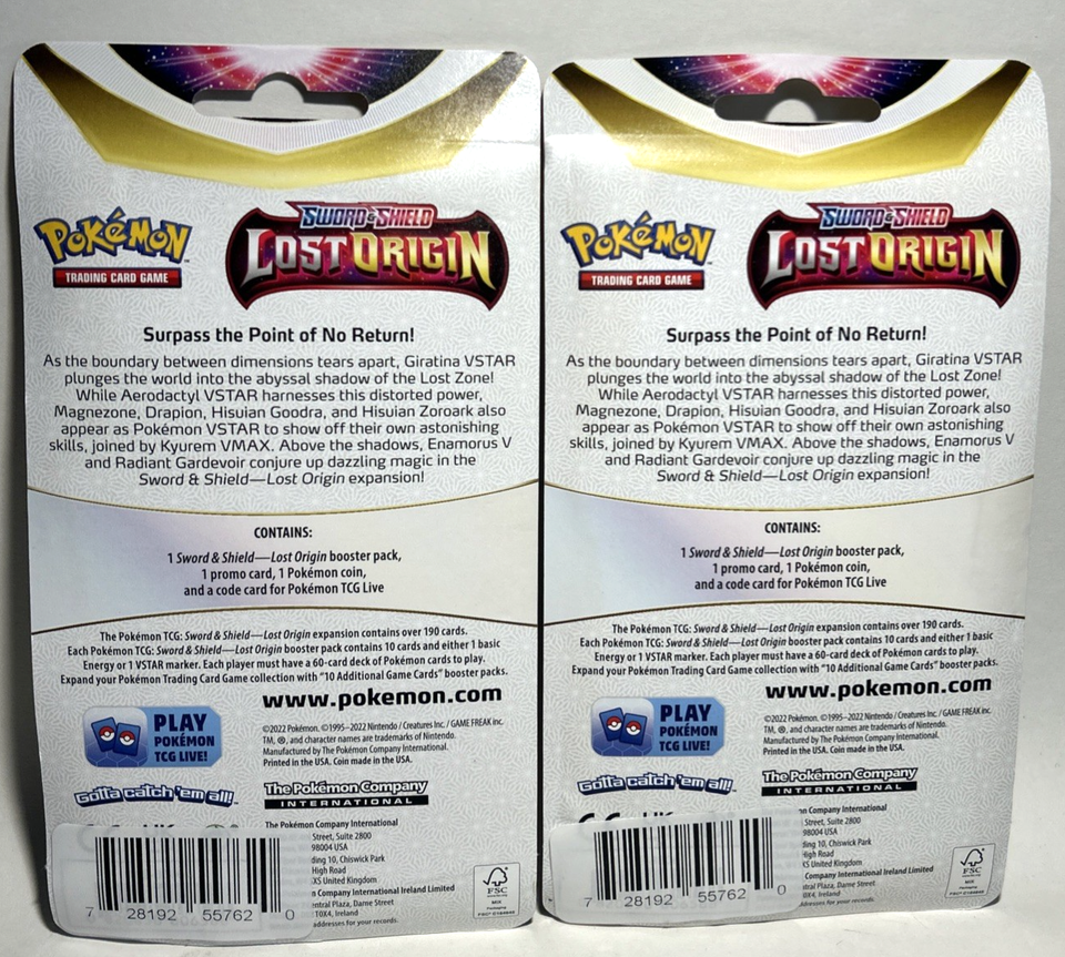 Pokemon TCG LOST ORIGIN SCORBUNNY & CROAGUNK Checklane Sealed Booster ...