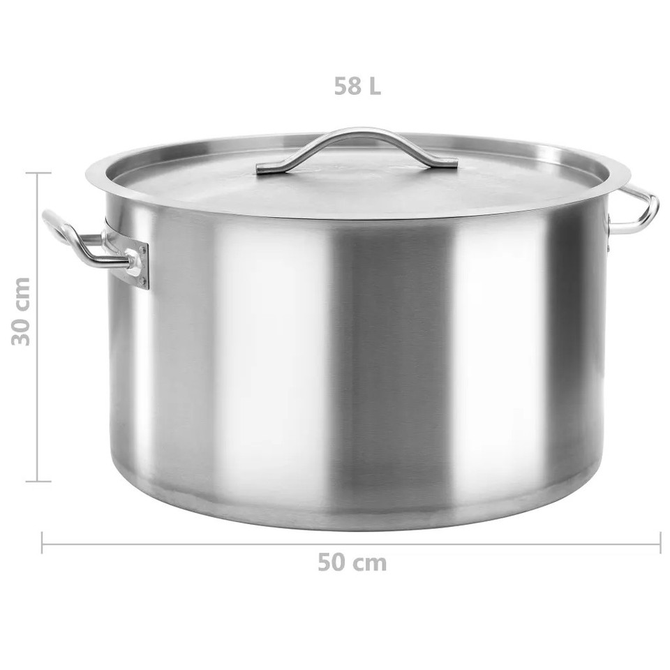 Stock Pot 58 L 50x30 cm Stainless Steel Cooking Kitchen Cookware Large ...