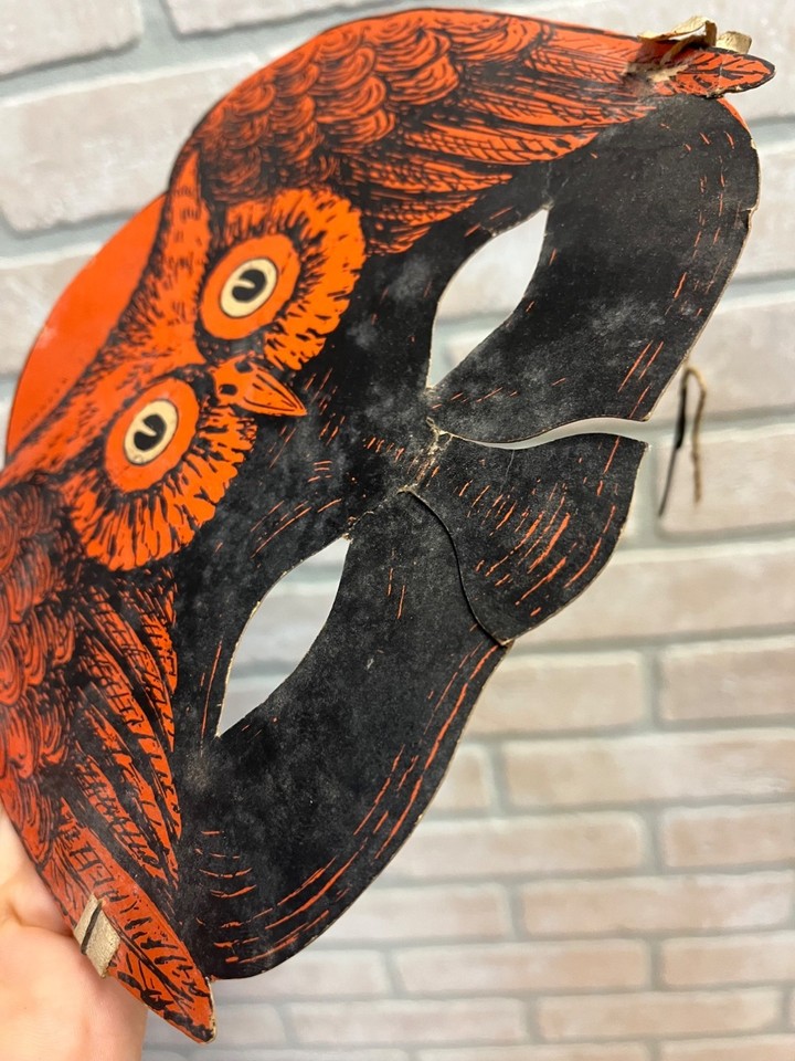 SCARCE Antique Halloween Besitle Domino Party Mask 1926-1931 Hat OWL ...