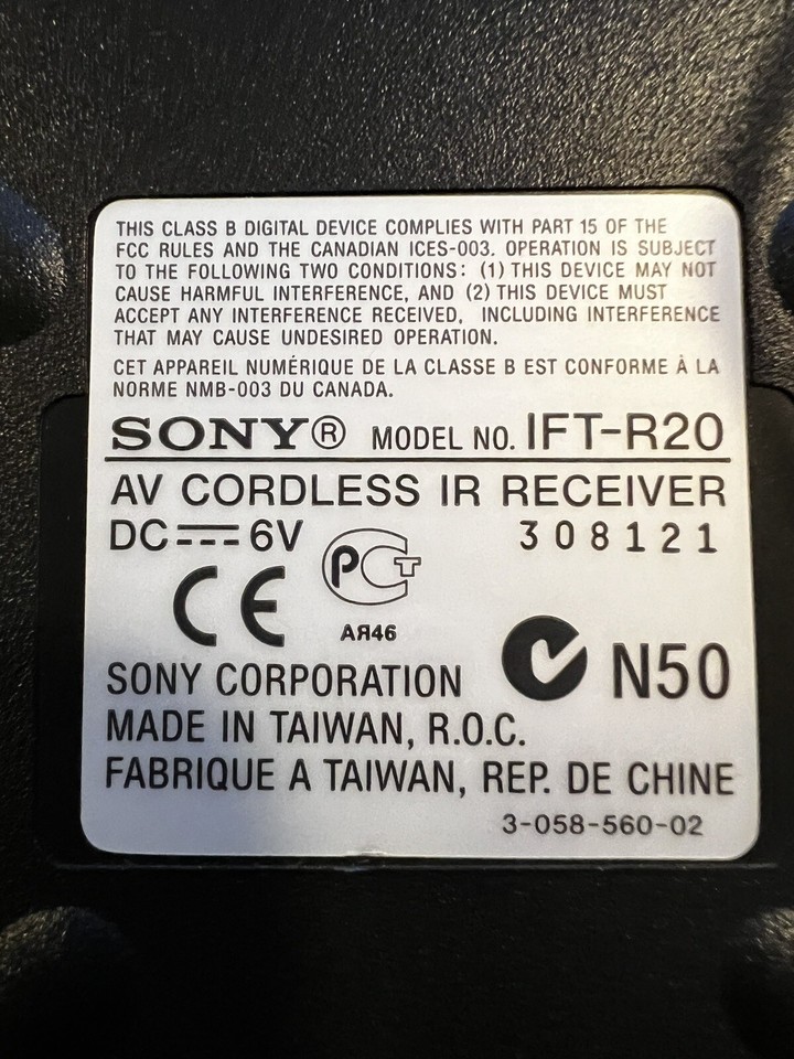Sony AV cordless IR receiver, Sony IFT-R20 for video camcorders | eBay