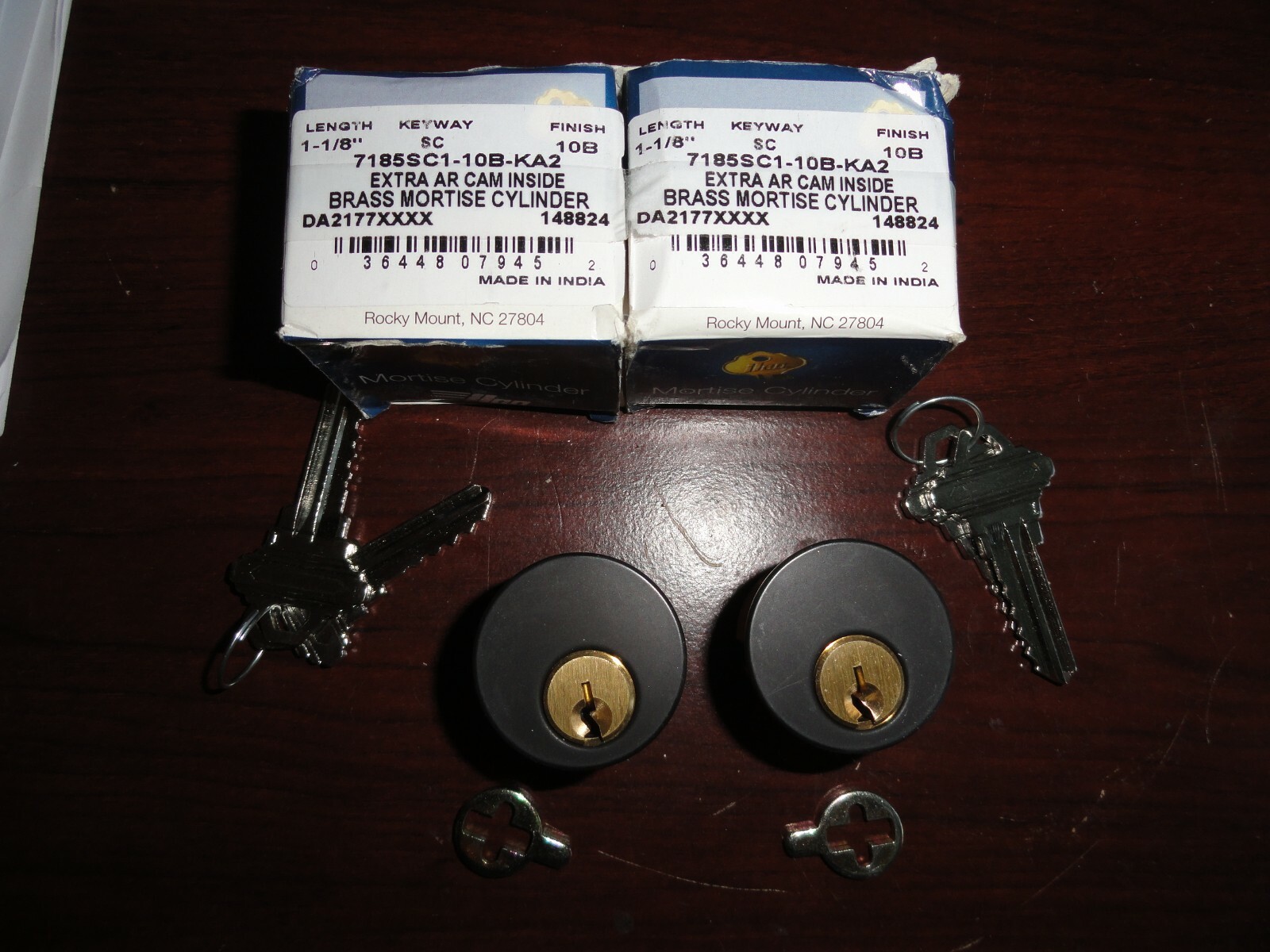 2 Kaba Ilco 7185SC1-10B-KA2 1" Mortise Cylinder,KEYWAY SC FINISH 10B ...