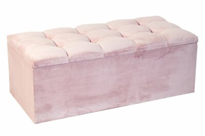 SLEEPKNIGHT BLUSH PINK SOFT VELVET FABRIC CUBE OTTOMAN STORAGE BOX ...
