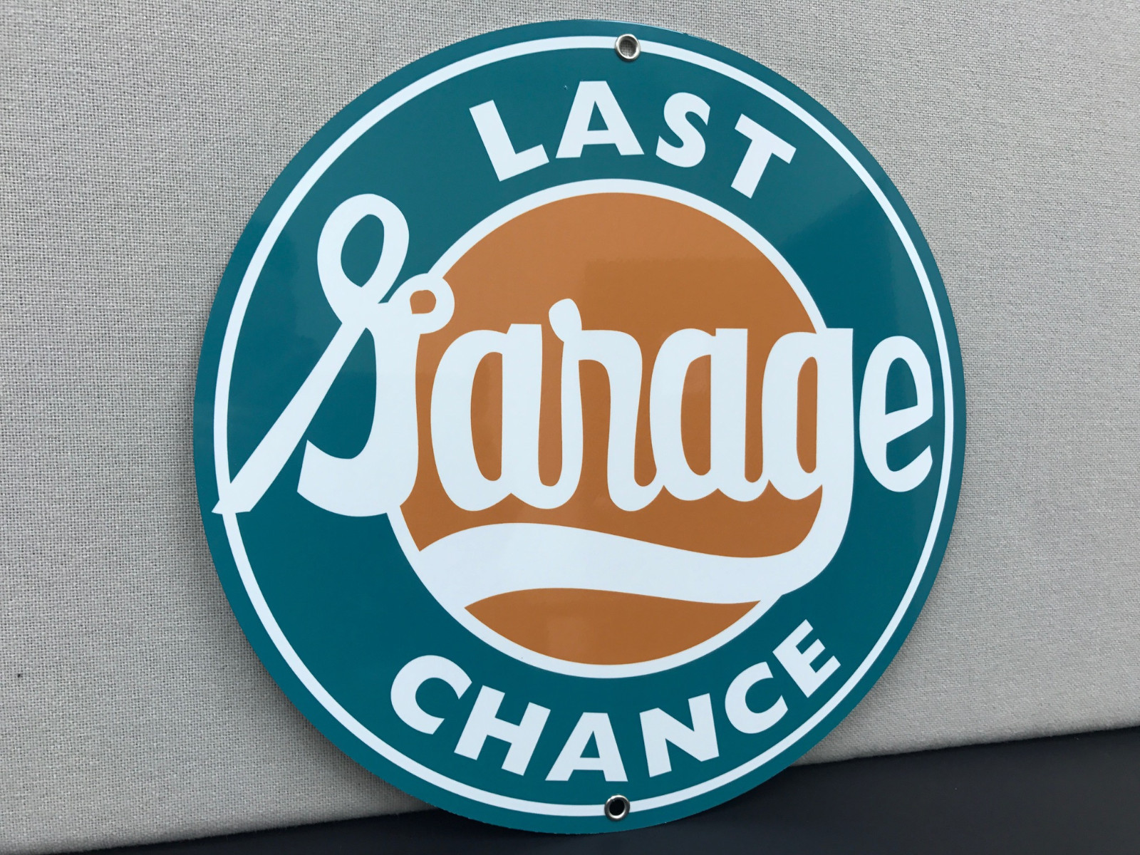Last Chance garage man cave racing gasoline vintage round sign | eBay