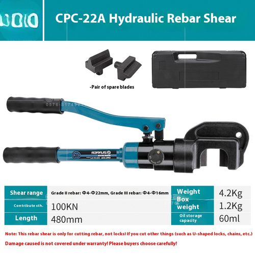 Quick Hydraulic Steel Bar Shear 4-22mm Hydraulic Scissors For Cutting ...