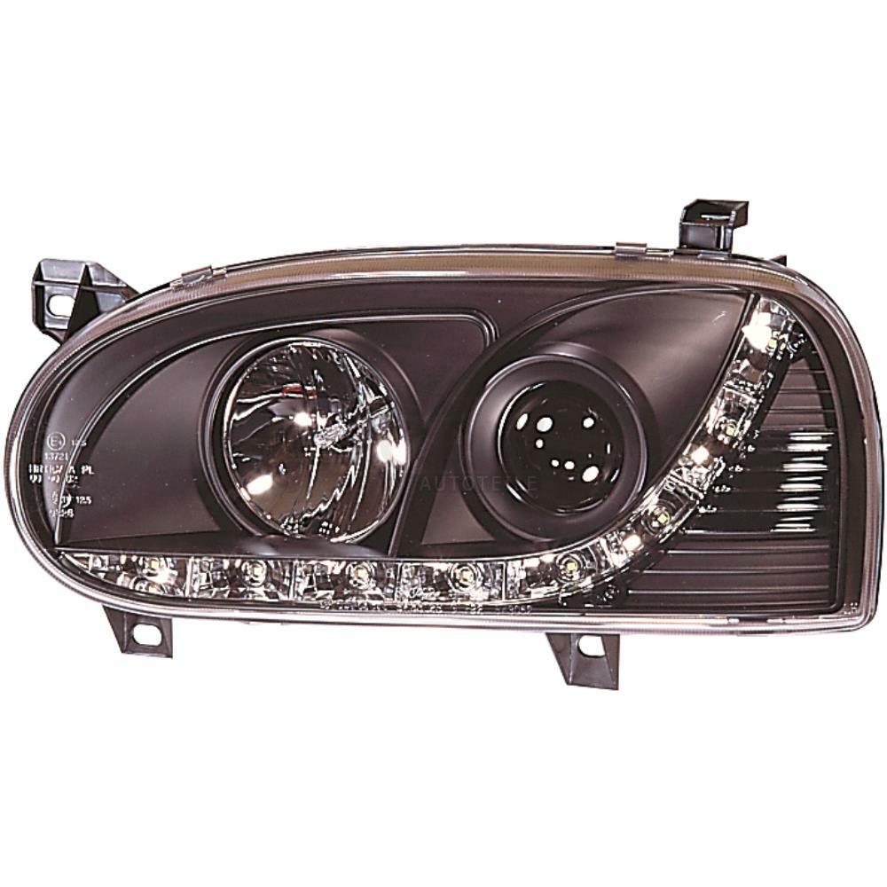 Phares Kit pour VW Golf III 1H 91-97 LED Transparent/Noir Dragon Lights ...